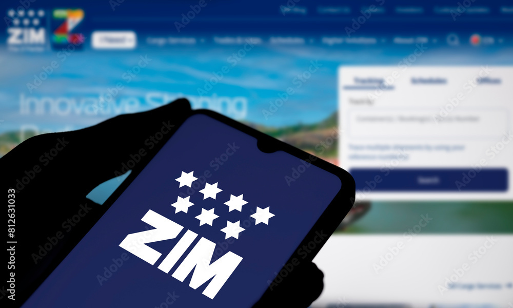 Dhaka, Bangladesh-12 May 2024: ZIM Integrated Shipping Services logo is ...