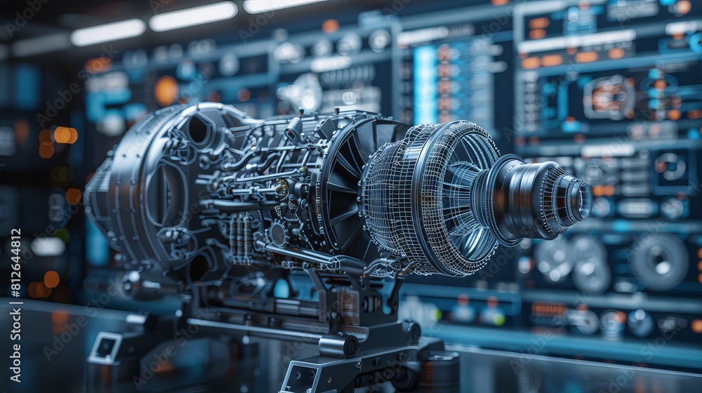 Engineering designer design 3D CAD software program Industrial engine ...