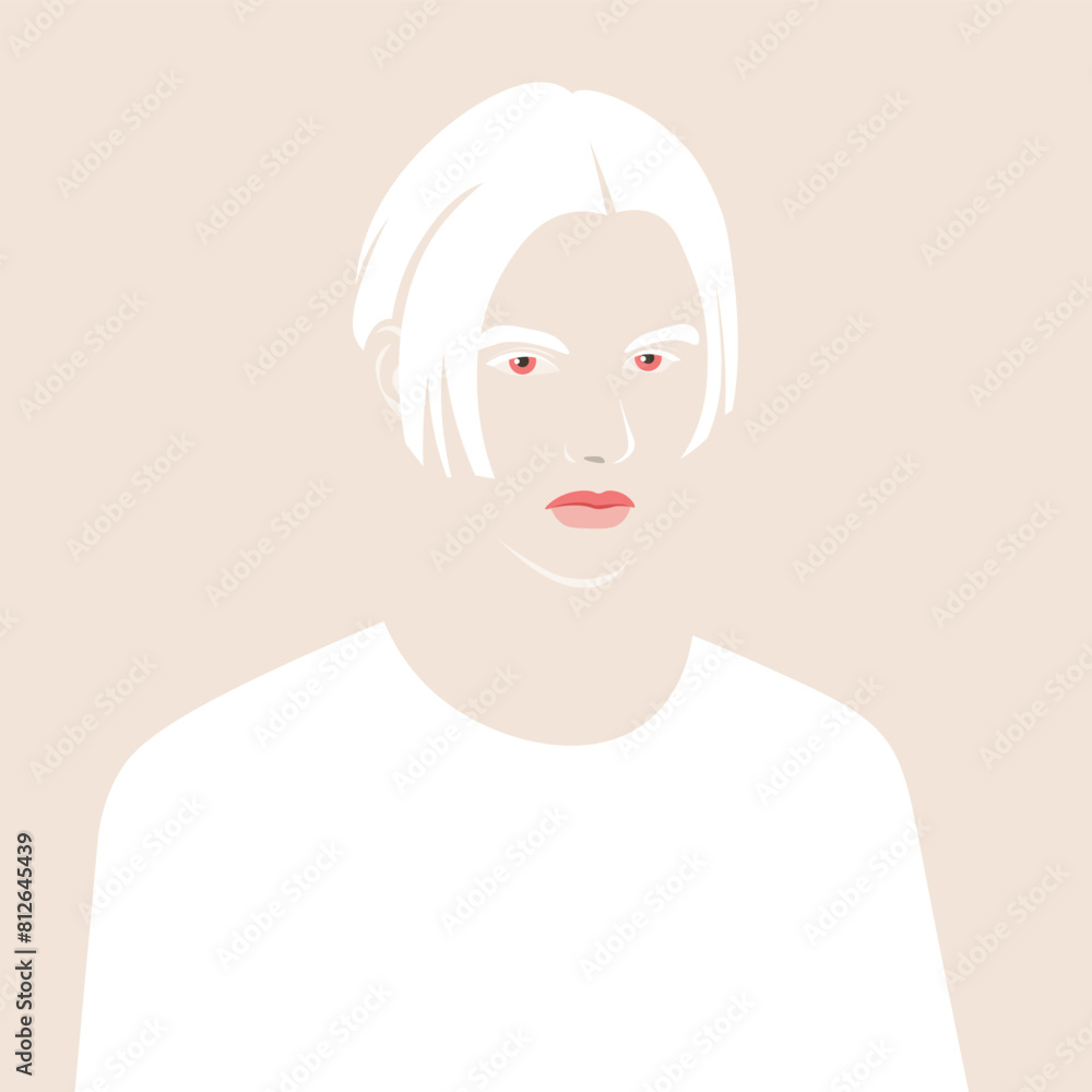 Portrait of a face of an albino man with white hair. Diversity. Fashion ...