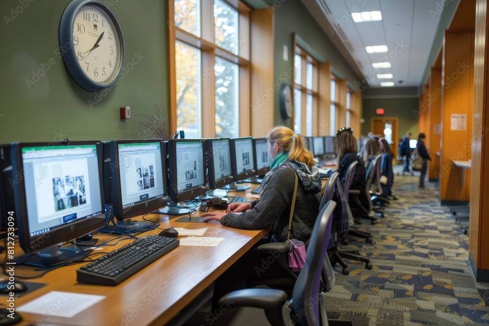 Computer Lab with High-speed Internet, Students Participating in Study ...