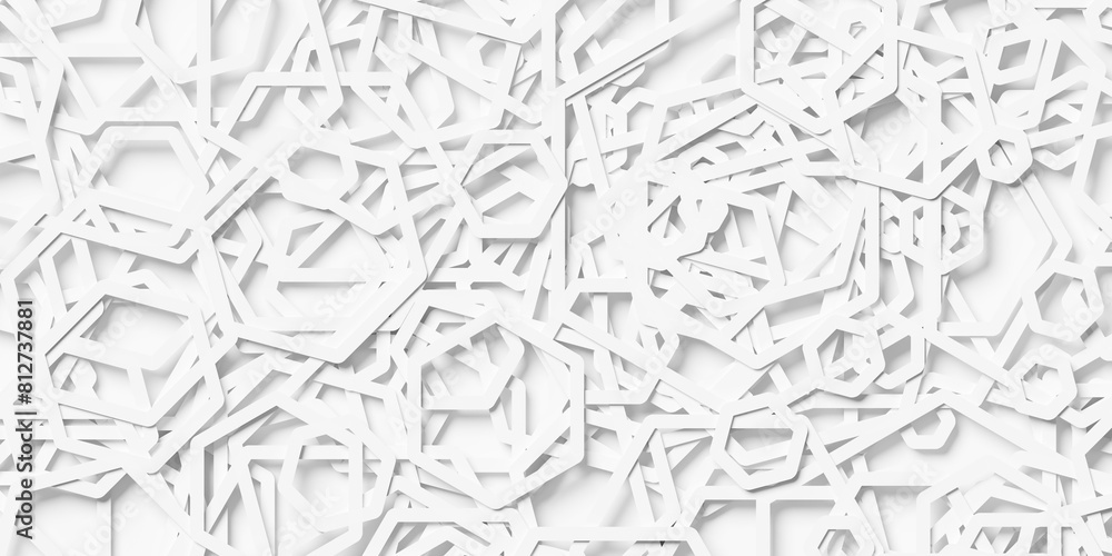 Random scaled white pentagon rings overlay background wallpaper banner ...