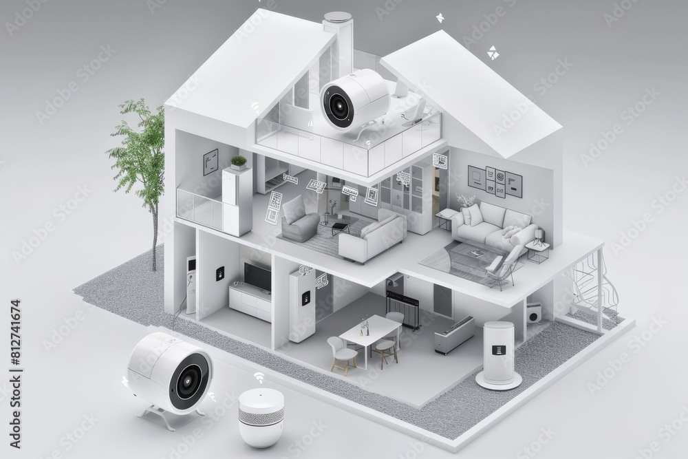 Security concept incorporates hidden cameras, wireless monitoring, and ...