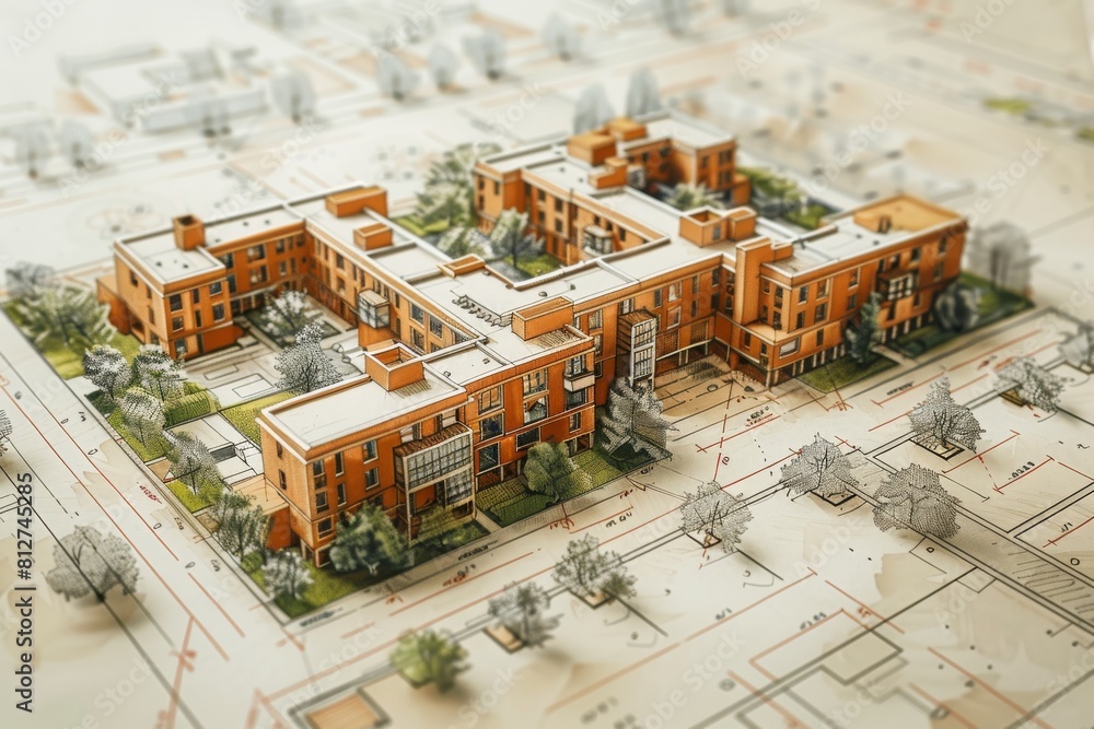 Floor Plans, Architectural Blueprint of Multifamily Housing Complex ...