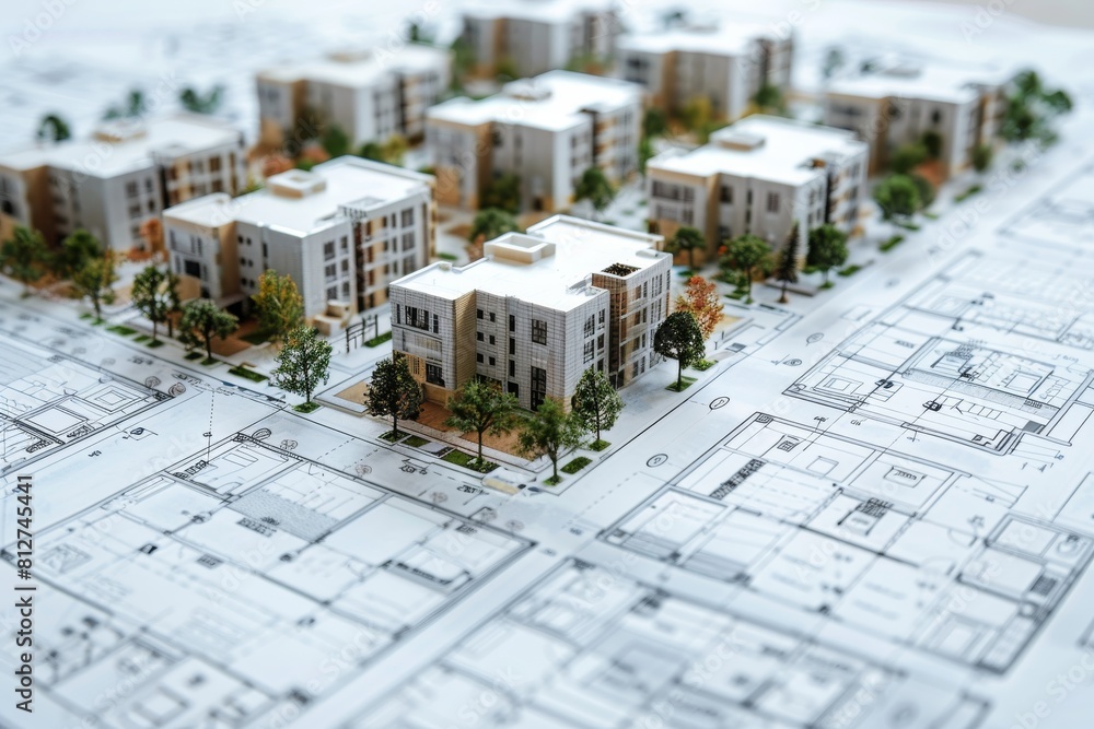 Floor Plans, Architectural Blueprint of Multifamily Housing Complex ...