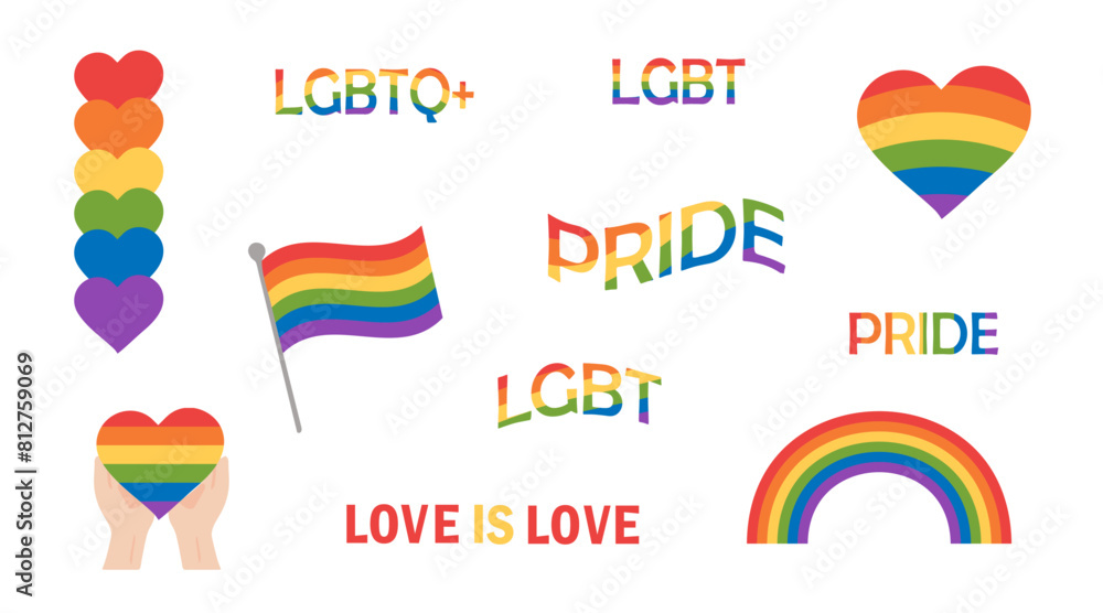 LGBT vector sticker pack on white background. LGBTQ set. Pride month ...