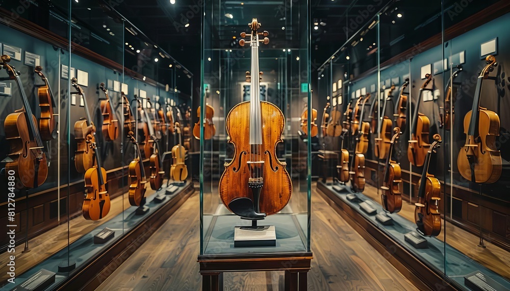 Exhibit a museum wing dedicated to vintage musical instruments, with ...