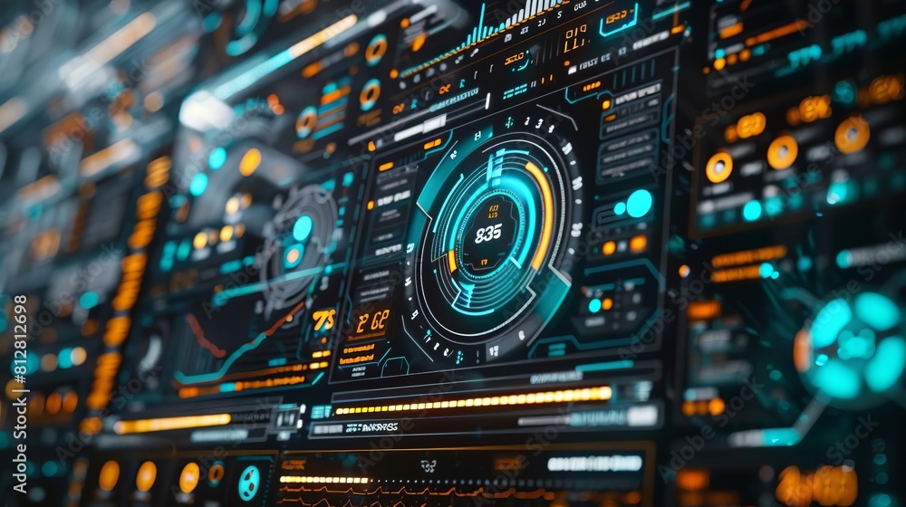 Digital interface displaying realtime compliance monitoring, front view ...