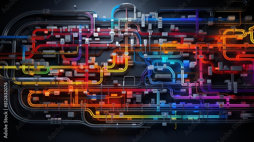 Underground subway map with lines flat design top view transportation ...