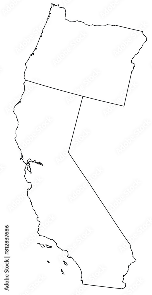 Map of the US states with districts. Map of the U.S. state of Oregon ...