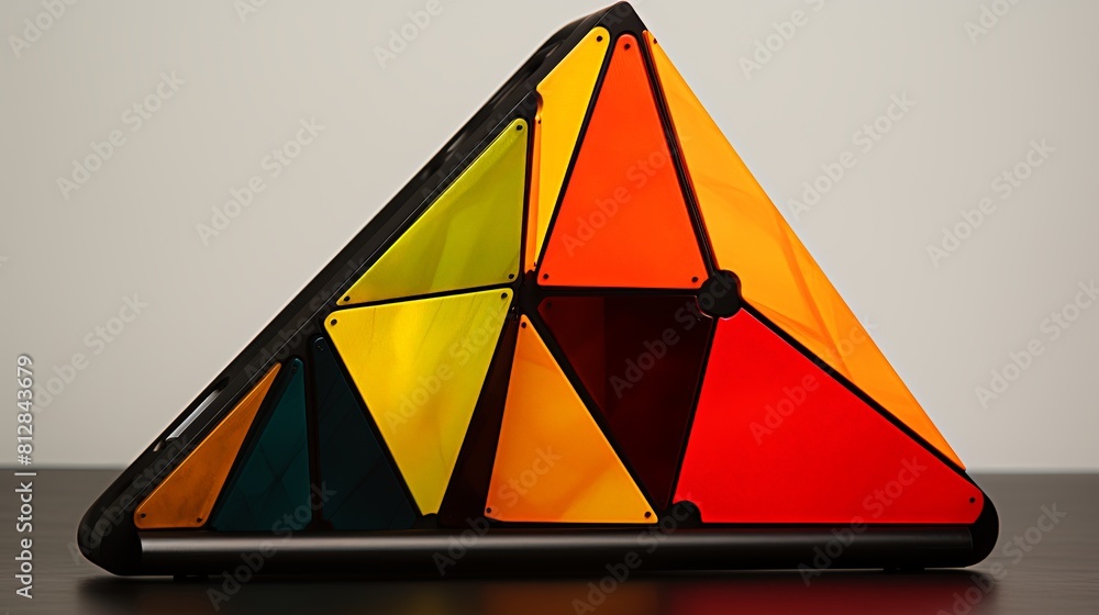 Vividly colored triangular panels form dynamic, modern backdrop for ...
