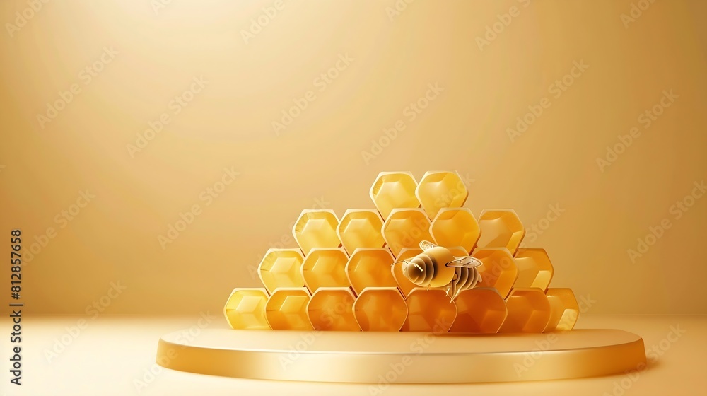 Honeycomb background product podium display 3d stand of natural honey ...