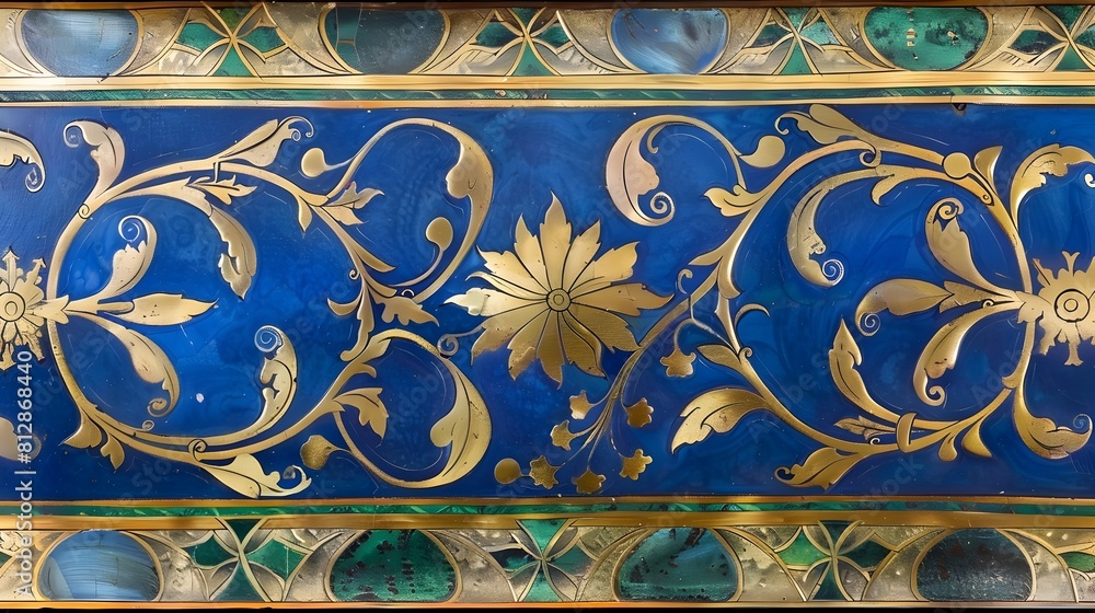 Ornate Floral Medieval Illuminated Manuscript Border with Golden ...