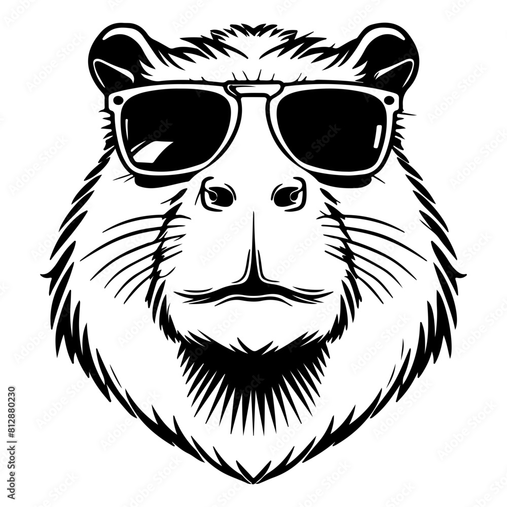 Cool Capybara wearing sunglass black silhouette logo svg vector ...