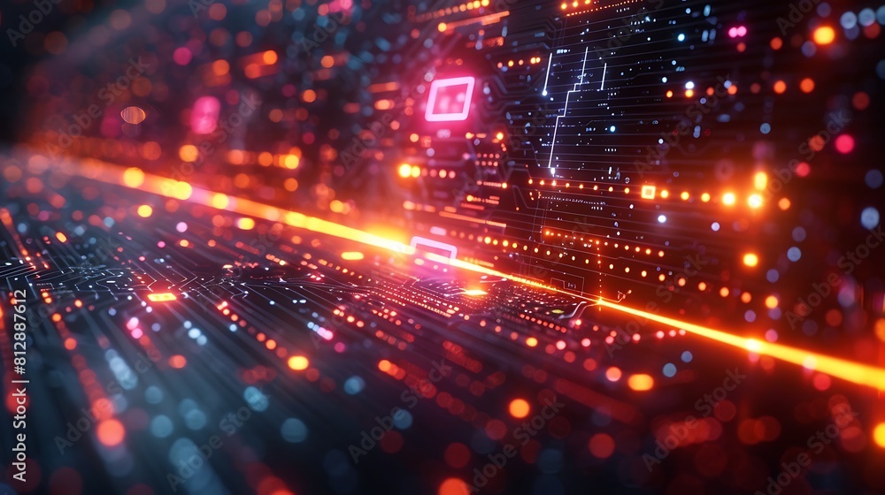 A state-of-the-art quantum computing display showing dynamic data on quantum algorithms and ...