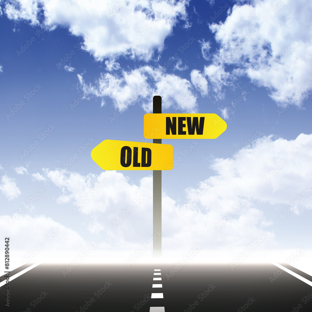 Sign to success, illustration of two road signs representing the new ...