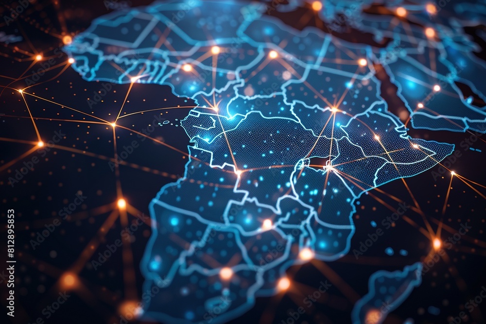 Global Network Across Africa Representing Smart Choices, Digital Map of ...