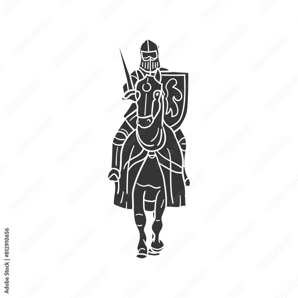 Knight Icon Silhouette Illustration. Medieval Fighter Vector Graphic ...