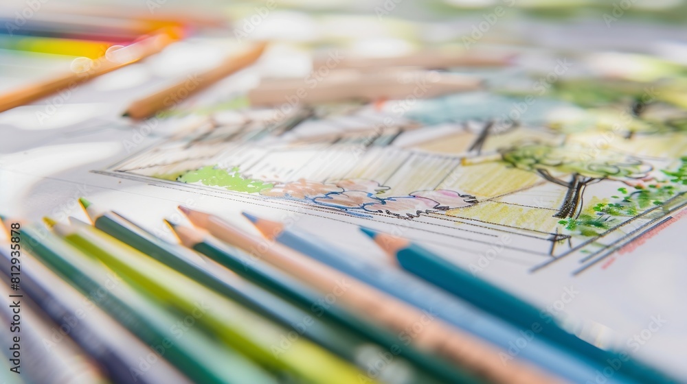 layout plan of home landscape design or garden design drawing by color ...