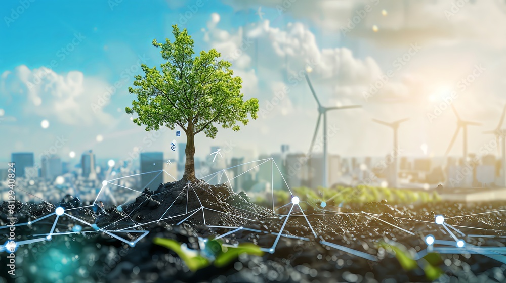 Illustrazione stock di Schematic diagram of an oak tree sprouting from ...