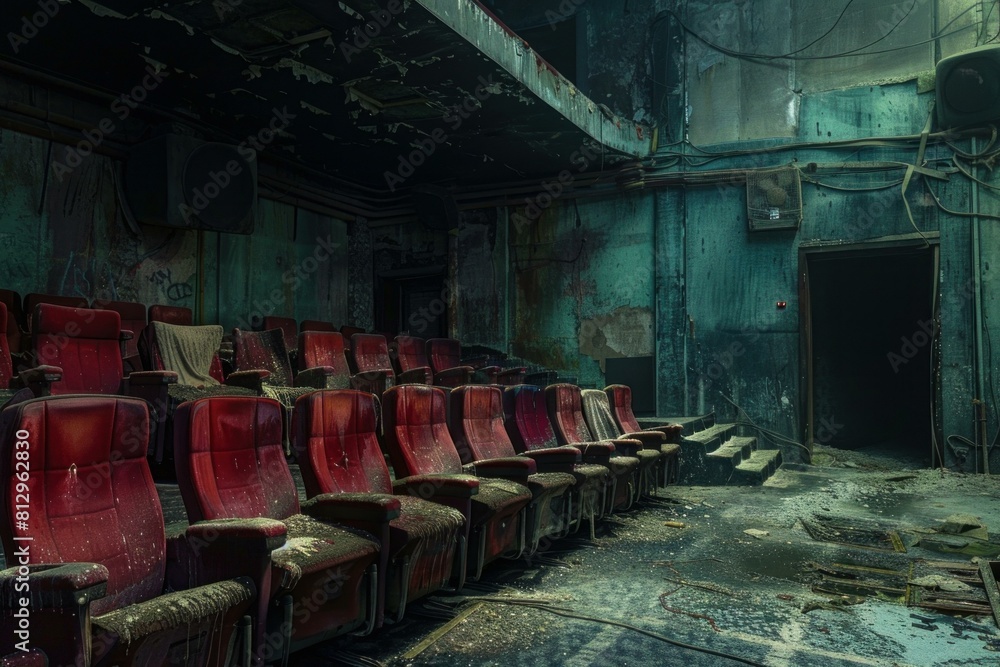 Exploring the abandoned and haunted interior of an old movie theater in ...