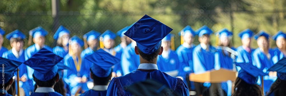 Valedictorian gives commencement speech to group of student graduates ...