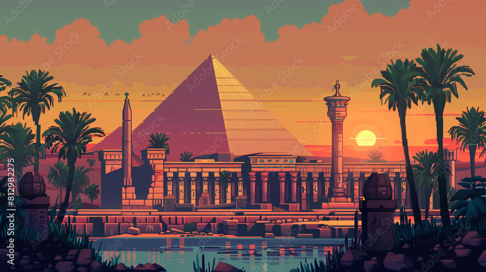 pixel art of ancient egypt dungeon background battle scene in RPG old ...