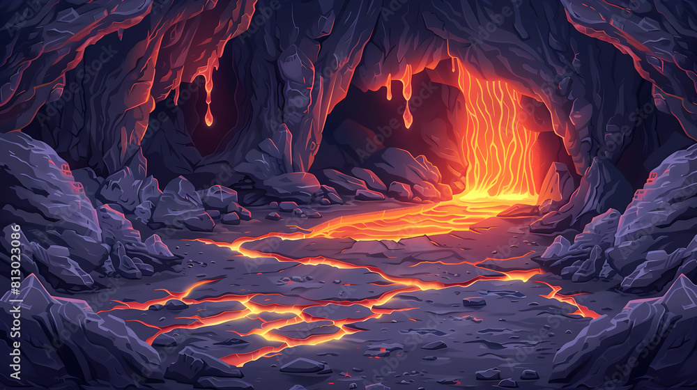 Exploring the Mysterious Lava Tubes and Caves: Isometric Flat Design ...
