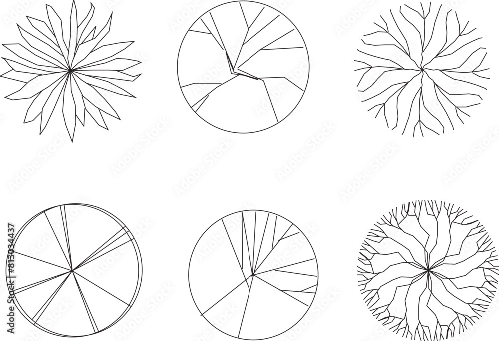 Vector sketch illustration design drawing layout of plants and trees ...