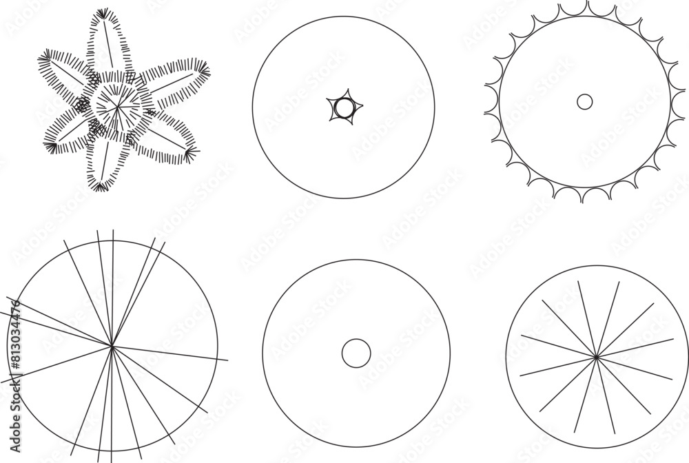 Vector sketch illustration design drawing layout of plants and trees ...