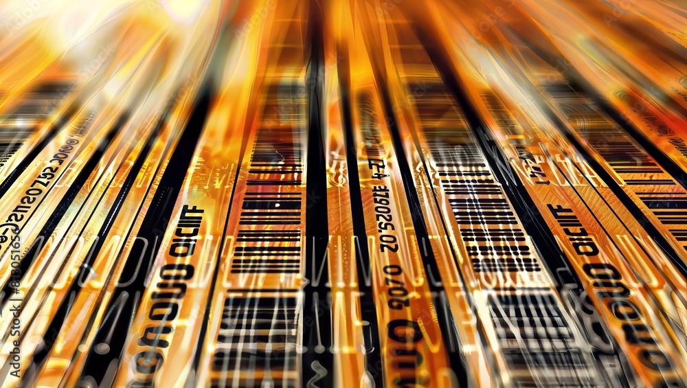 Ilustración de Stock Blurred streaks of golden yellow and orange light ...