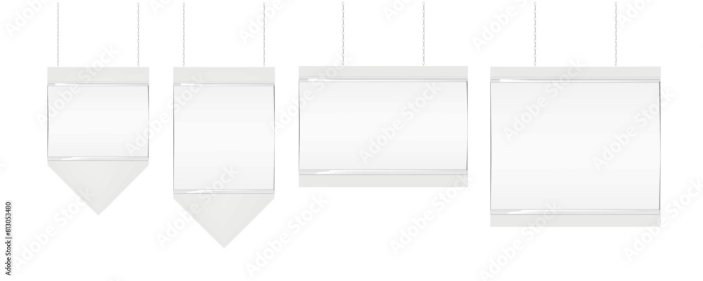 Hanging on chain supermarket promotion banner display board. Vector ...