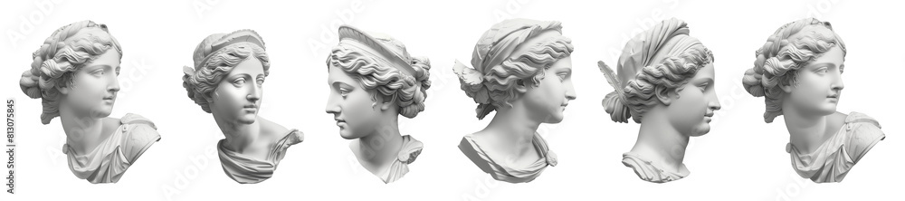Gypsum copy of ancient statue Venus head isolated on transparent ...