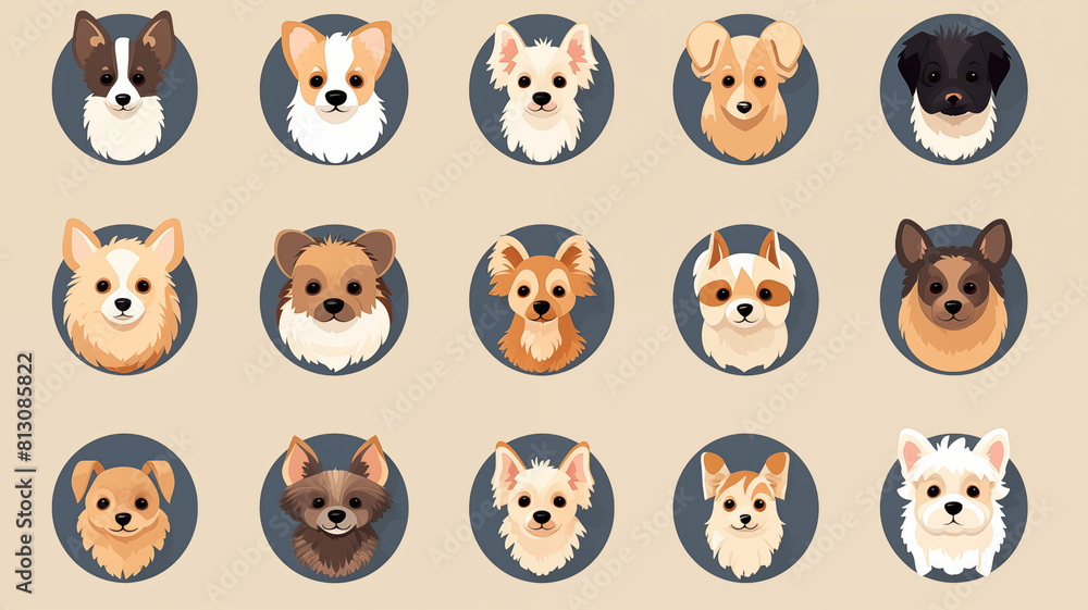 Explore our dog icon pack featuring a grid-style layout infused with ...
