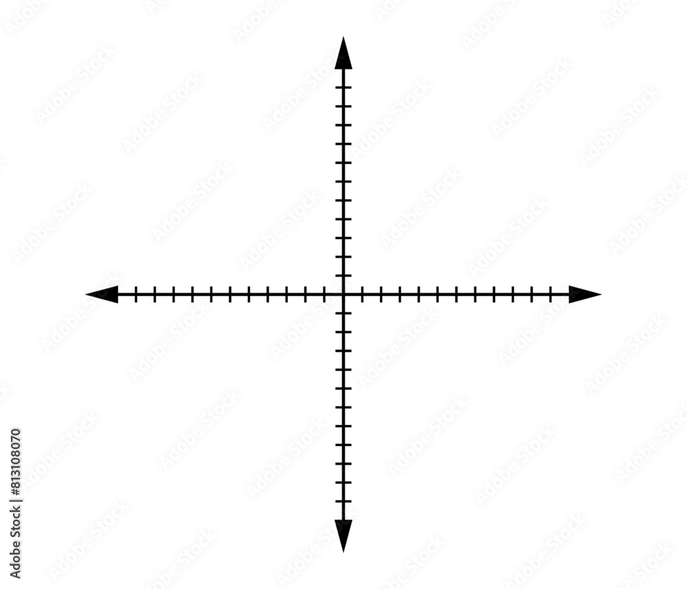 Blank Cartesian Coordinate System In Two Dimensions Math Scale Template Vector Illustration