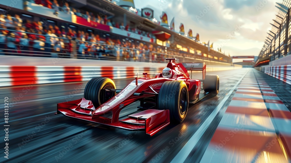Red Formula 1 Car Front View Racing On Track With Speed And Precision ...