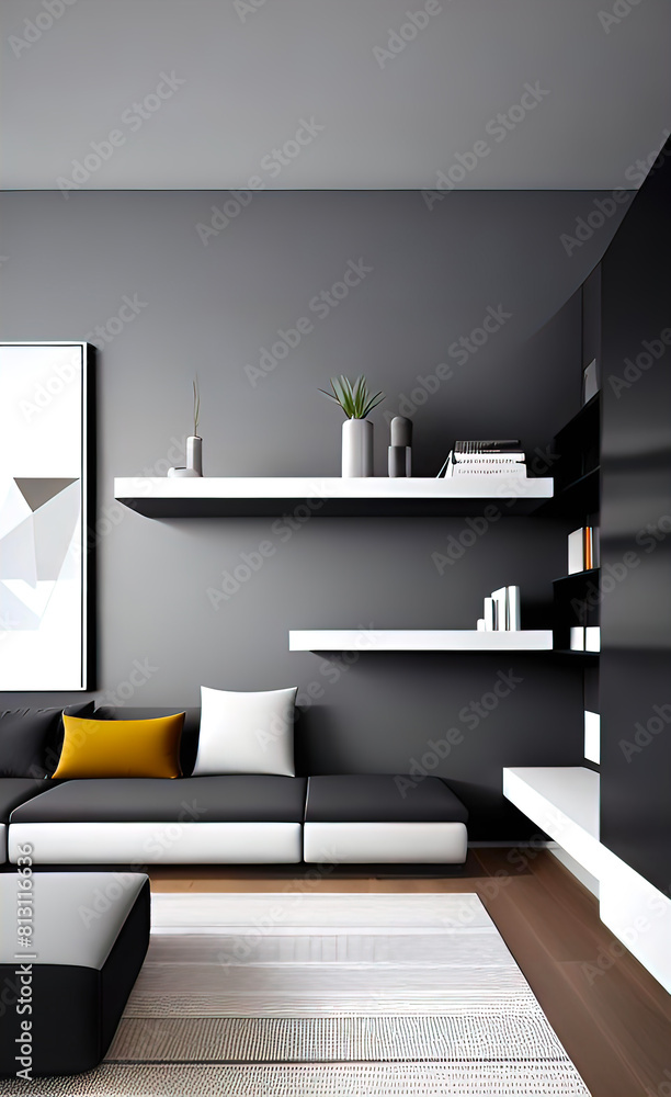 Accent minimalist interior design of a modern living room in ...