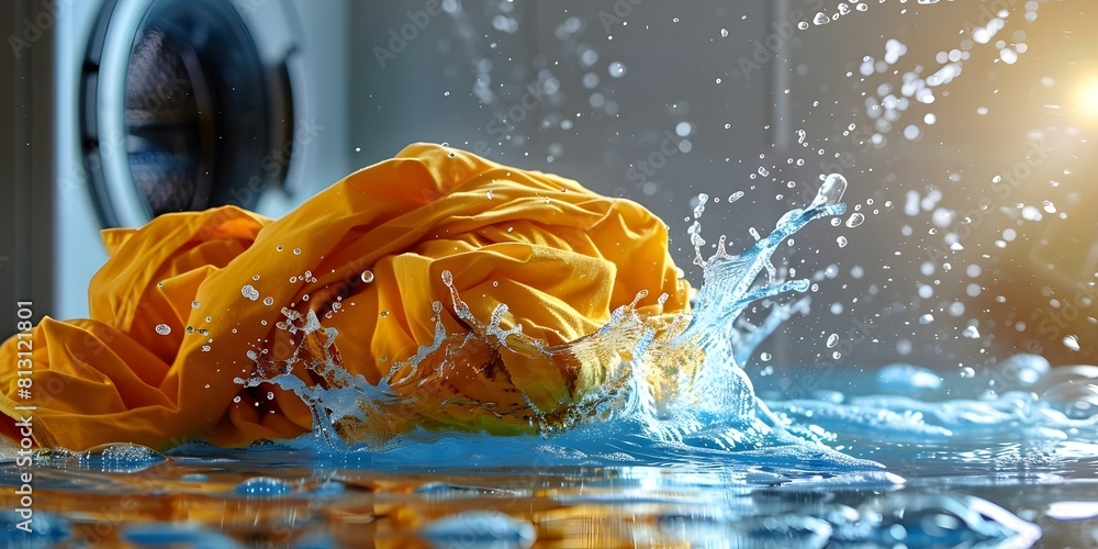 Splashing Waves Created by Washing Clothes in Machine. Concept Laundry ...
