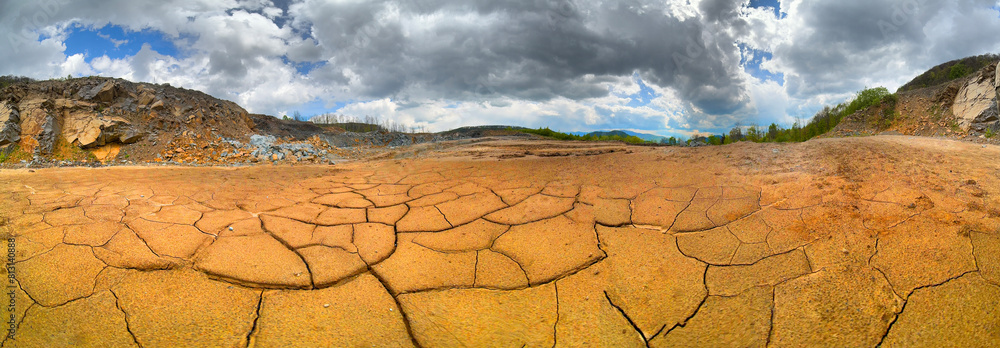 Carpathian Mountains of Ukraine, a quarry where granite sandstone is ...