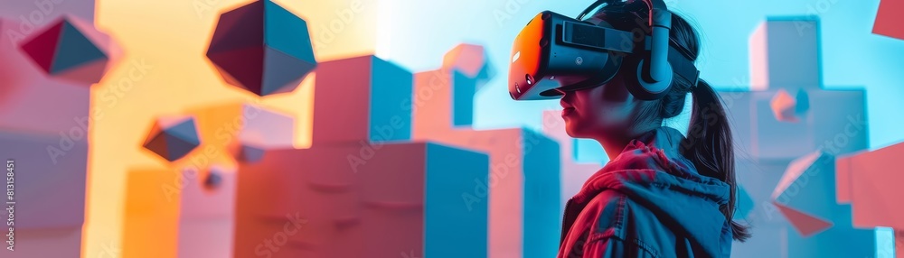 Virtual reality transforms a geometry class, where a student interacts ...