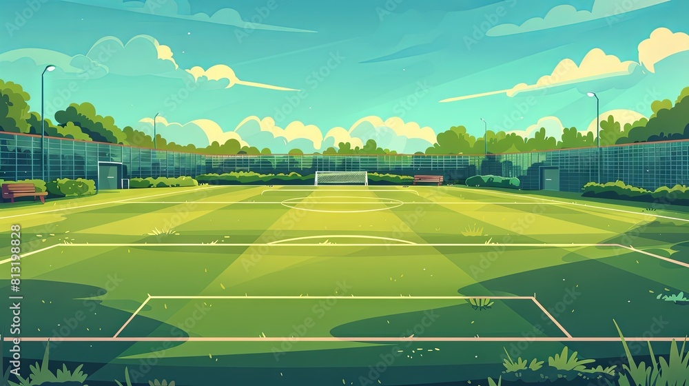 Soccer football field stadium concept drawing painting art wallpaper ...