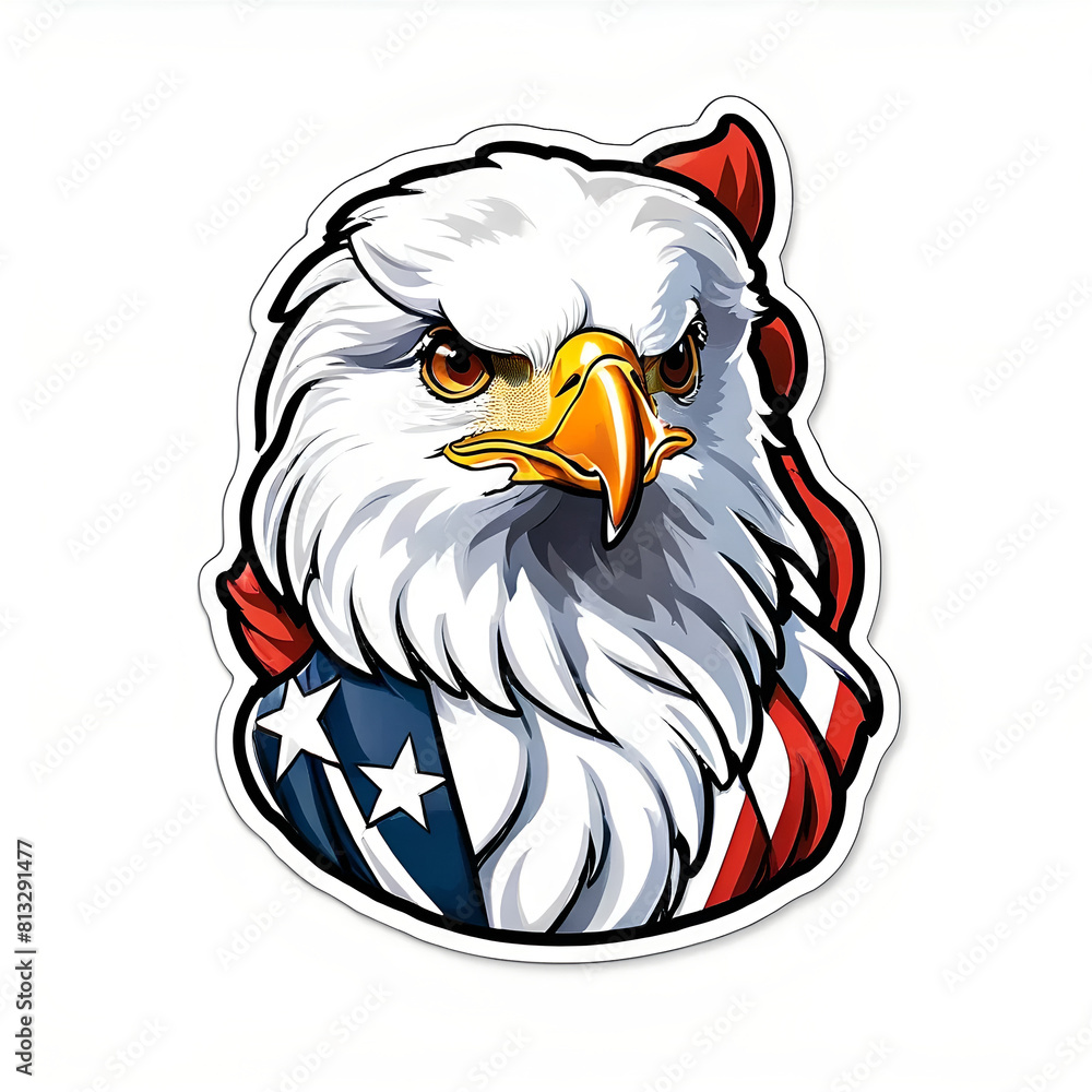 American national symbols on stickers on white background (1). Stock ...