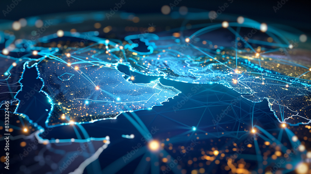 "Abstract map of Saudi Arabia, Middle East and North Africa, idea of ...