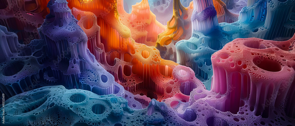 Artistic rendering of miteproof fabrics under a microscope, featuring a ...