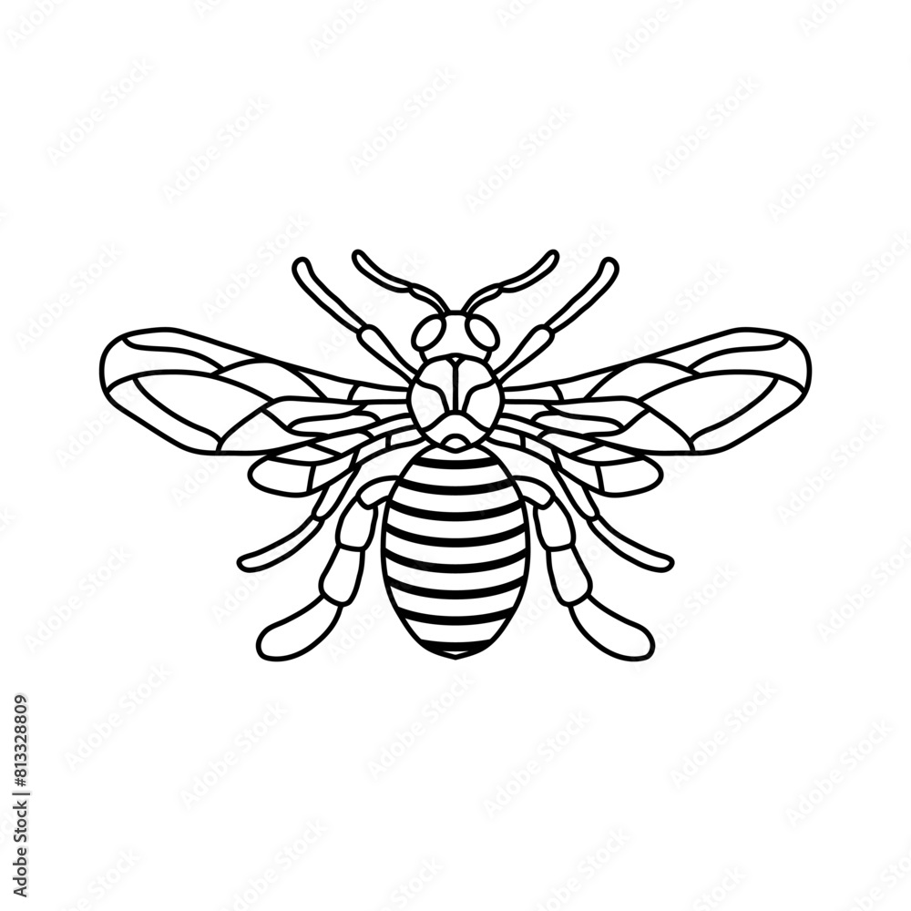 Bee outline black icon. Clipart image isolated on white background ...
