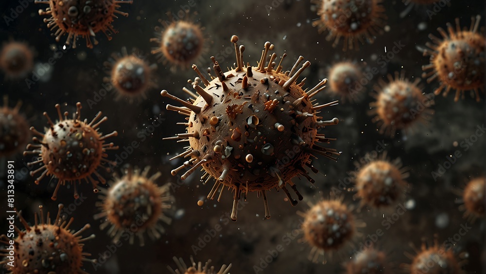 Ilustración de Stock Germs, house dust mites, bacteria, microscope ...