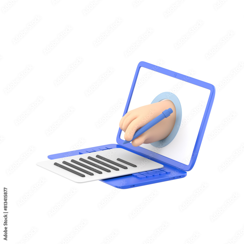 Isometric electronic signature concept. digital form attached to ...