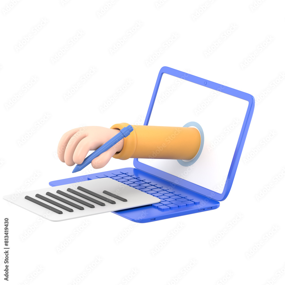 Isometric electronic signature concept. digital form attached to ...