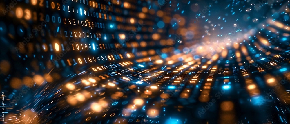 Abstract Binary Code Elements Create A Dynamic Background For The Secure Data Concept