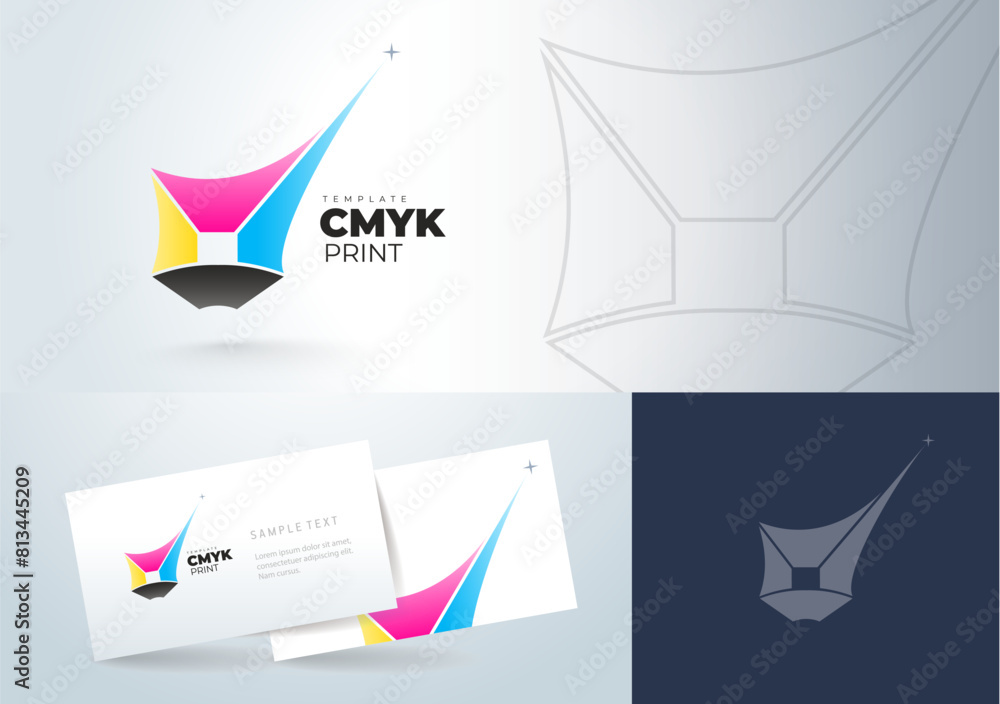Logo CMYK Print theme. Perspective 3d figure startup. Business card ...