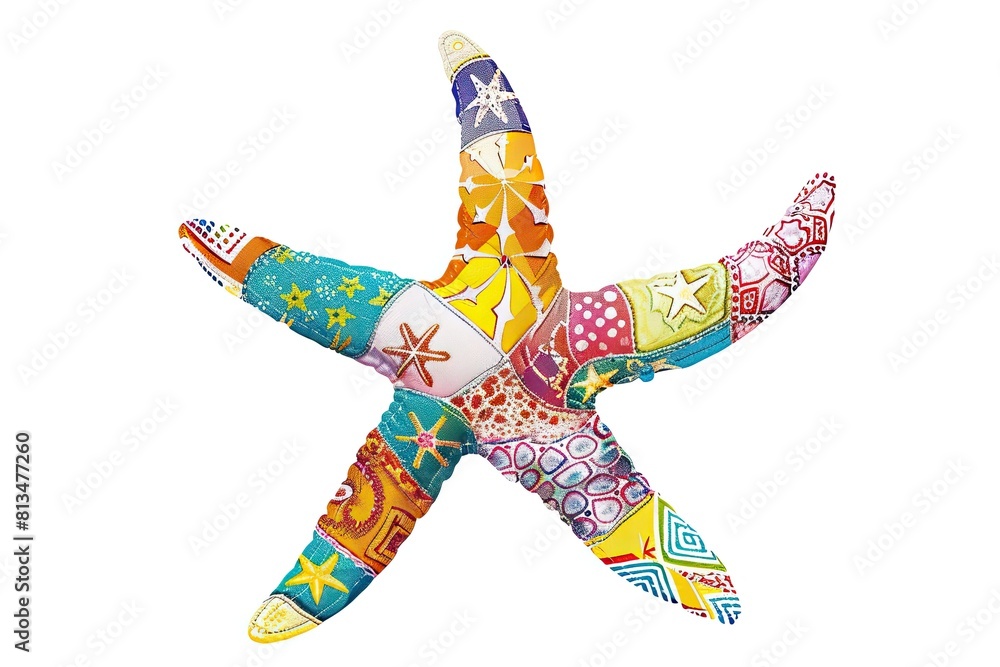 Cute Starfish with colorful patchwork geometric pattern and abstract ...